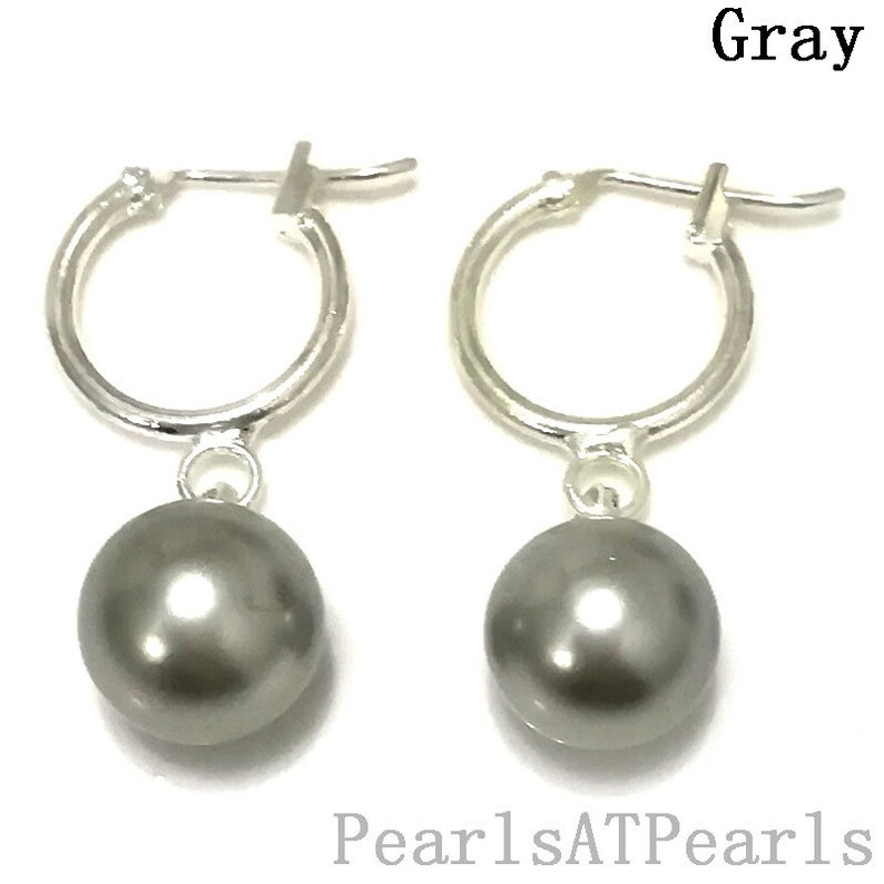 10-11mm Natural Round Shell Pearl Sterling Silver Leverback - Etsy