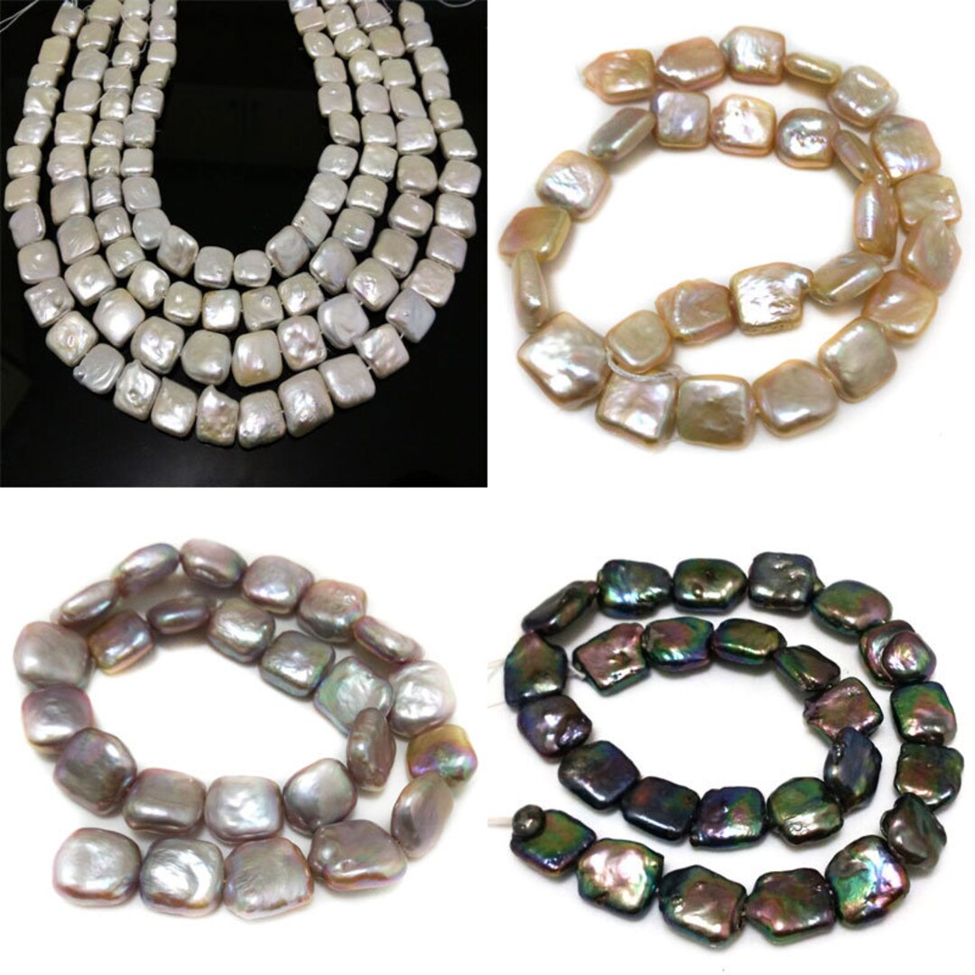 16 Inches 13-15mm Natural Cultured Flat Square Shaped Coin - Etsy