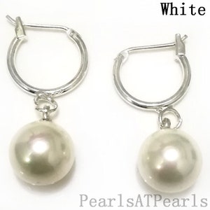 10-11mm Natural Round Shell Pearl Sterling Silver Leverback - Etsy