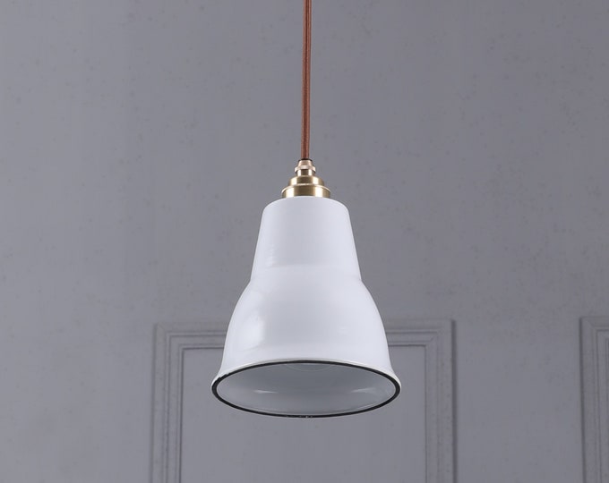 6in White Porcelain Enamel Metal Dome Lamp Shade for Industrial Hanging ...