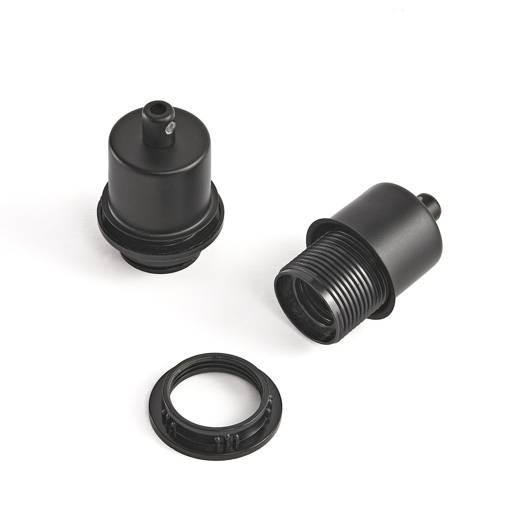 Black Half Cap E26 Light Bulb Socket With Cord Grip - Shade-ready ...
