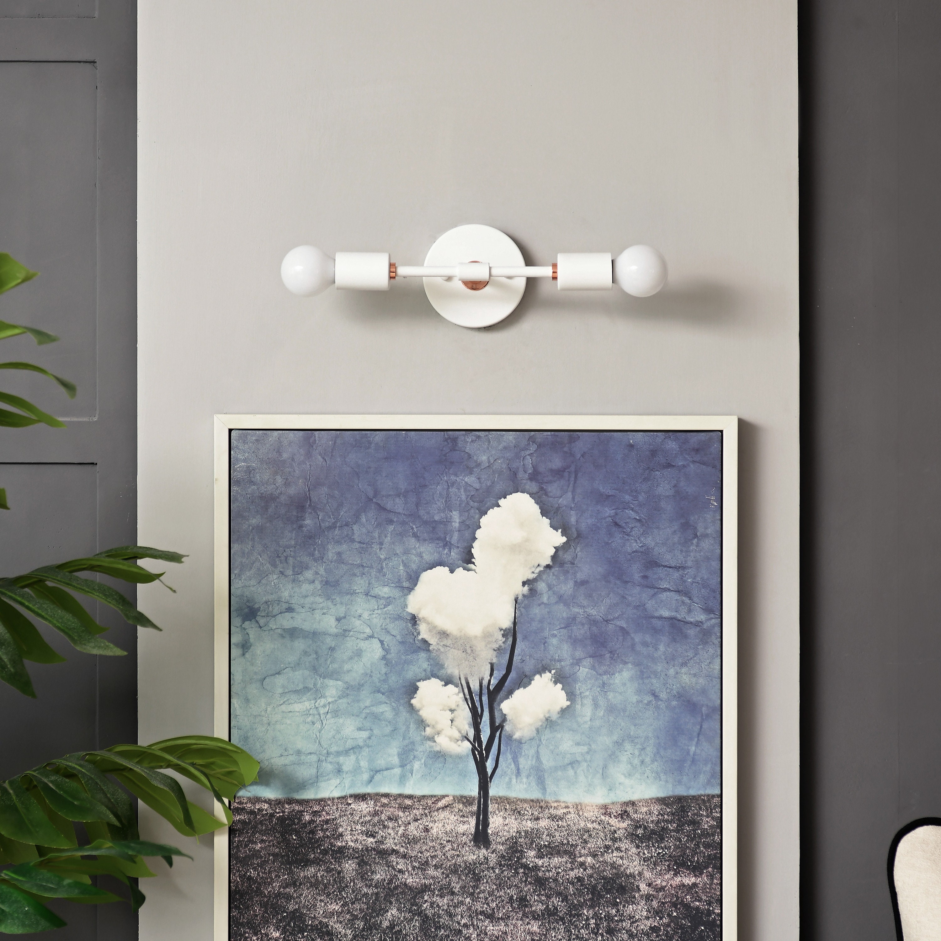 2 Light White/Rose Gold Wall Sconce Modern Minimalist | Etsy