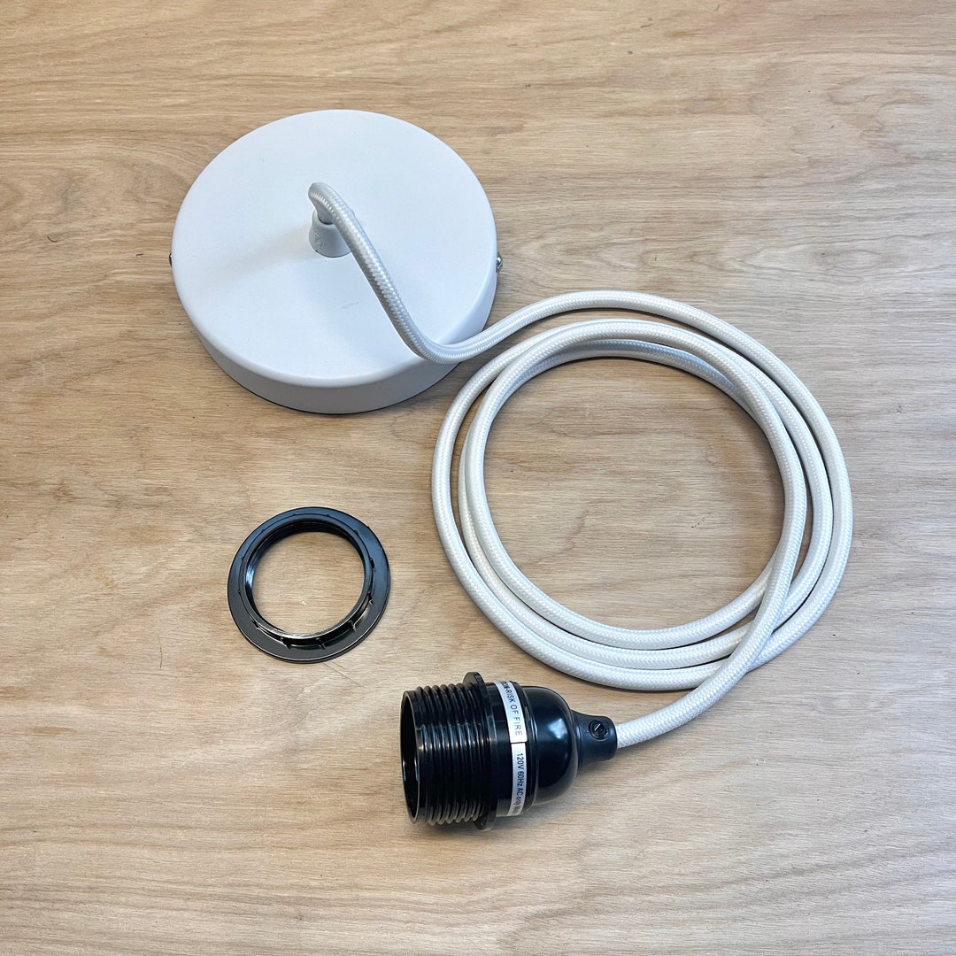 Industrial Modern Pendant Lighting Kit With Shade Ready Socket, Fabric ...