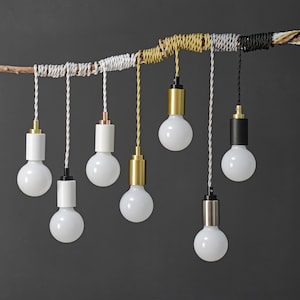 Brushed Gold Plug-in Simple Swag Pendant Ceiling Light With Gold Top ...