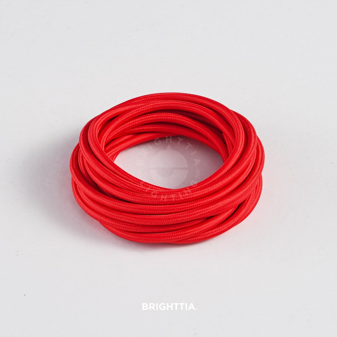 Red Fabric Cord - 16ft Cloth Covered Electrical Wire for DIY Hanging ...