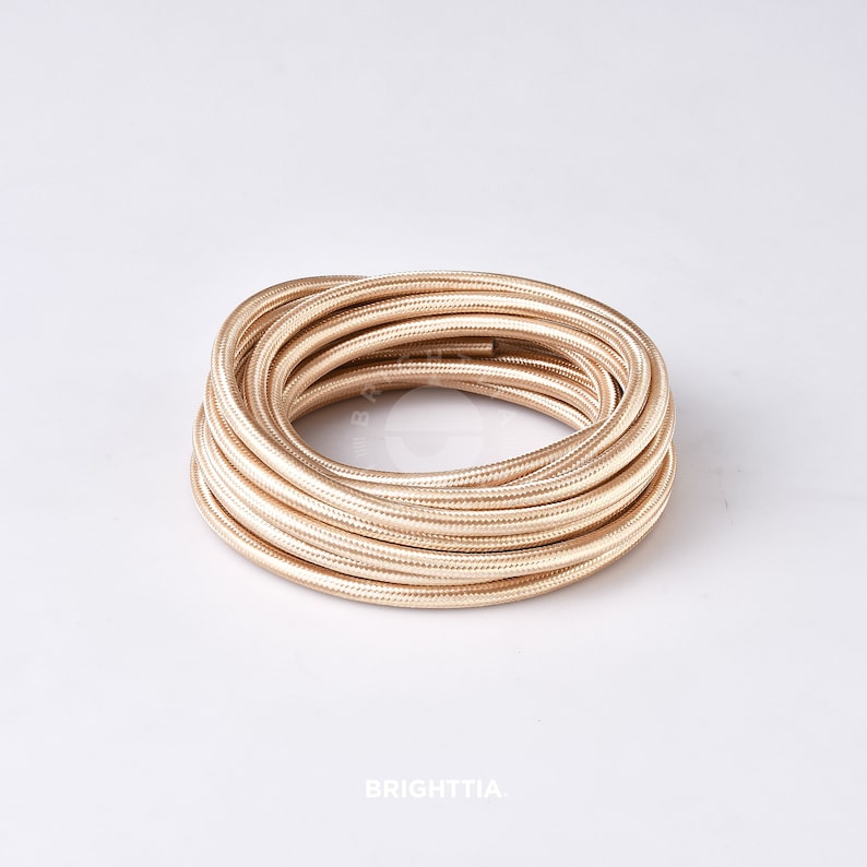 Gold Fabric Cord: 16ft Cloth Covered Electrical Wire for DIY Lamp ...