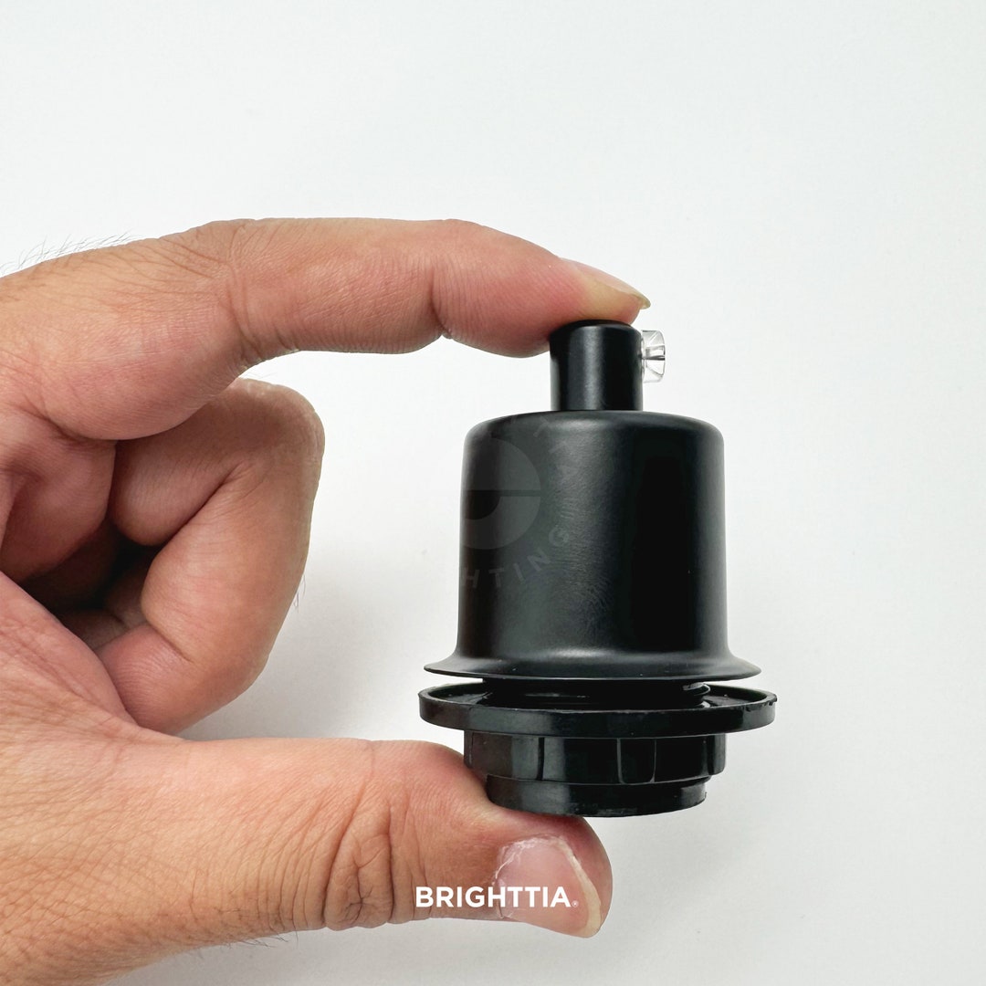 E12 Black Half Cap Light Bulb Socket With Cord Grip - Shade-ready Lamp ...