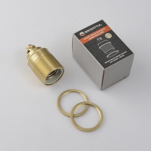 Brass Light Bulb Threaded Socket and Cord Grip - Shade Ready E26 Lamp ...