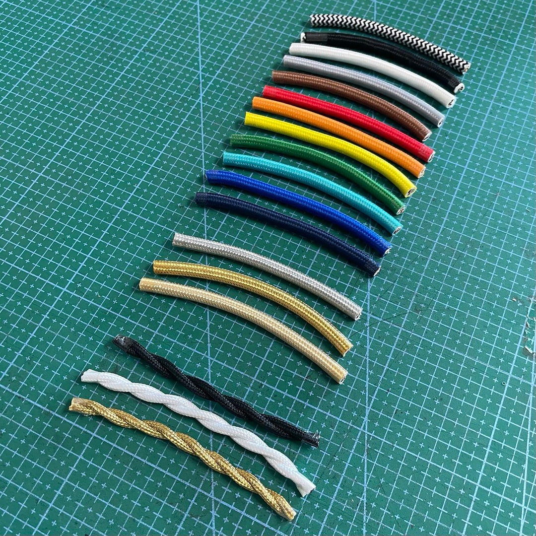 Color Fabric Cord Sample Pack - Cloth Covered Electrical Wire for DIY ...