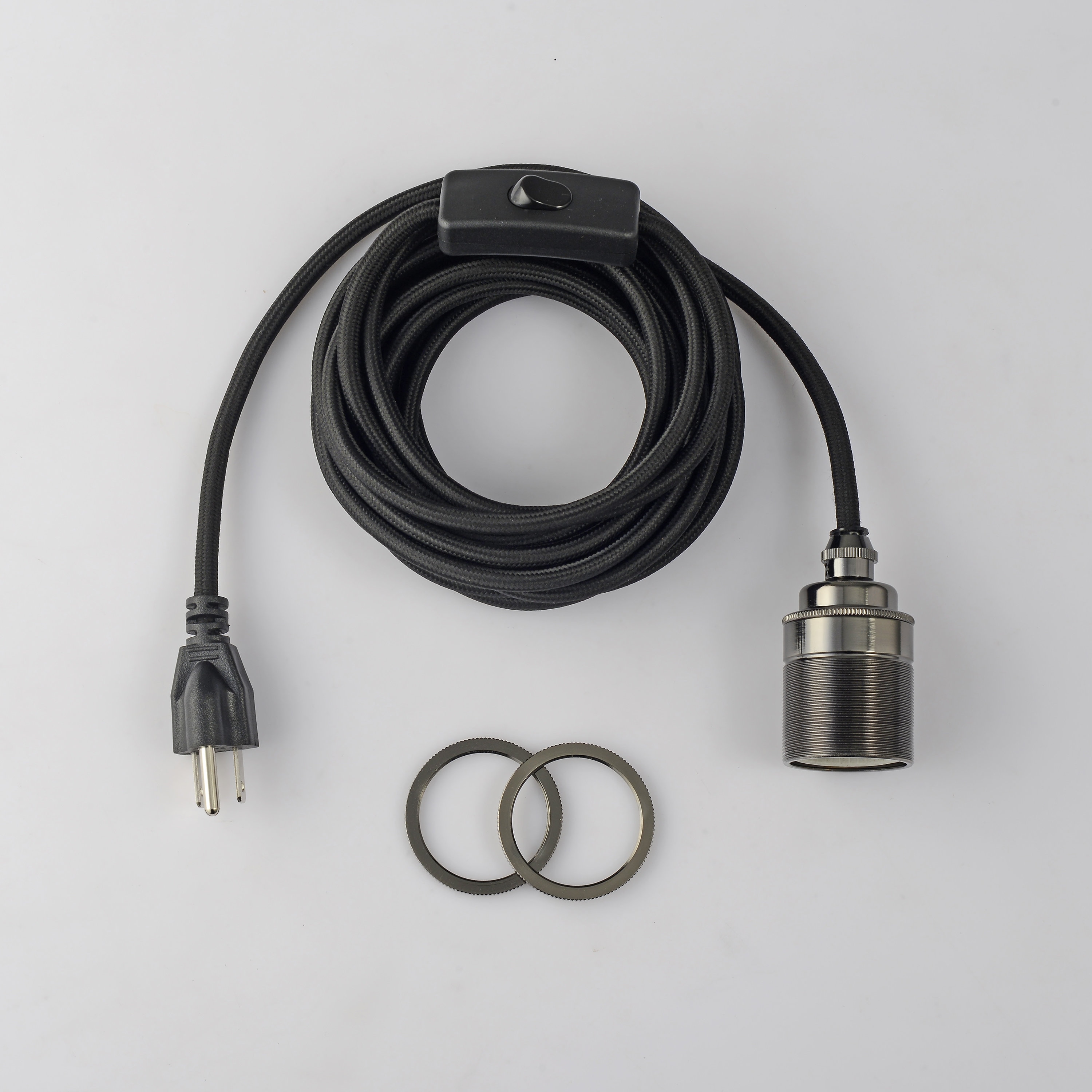 Gunmetal Shade Ready Plug-in Pendant Light With 15ft Cord - Hanging ...