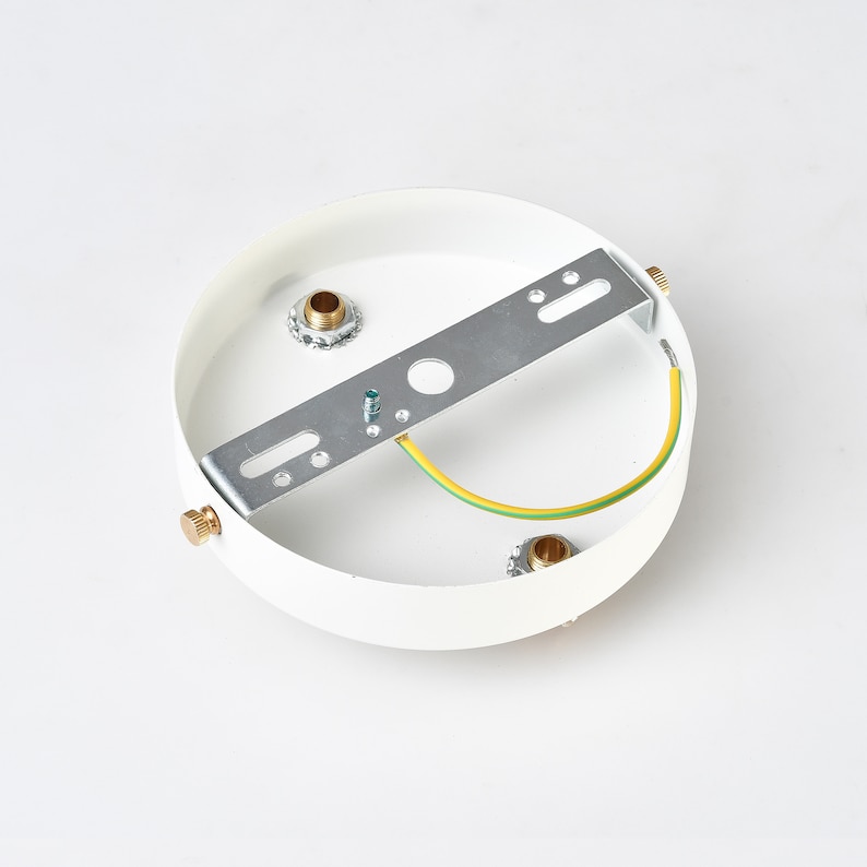2-port White 4.7in Ceiling Canopy With Brass Hardware - Plug-in to ...