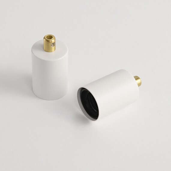 White & Gold Full Cap E26 Light Bulb Socket With Cord Grip | Etsy