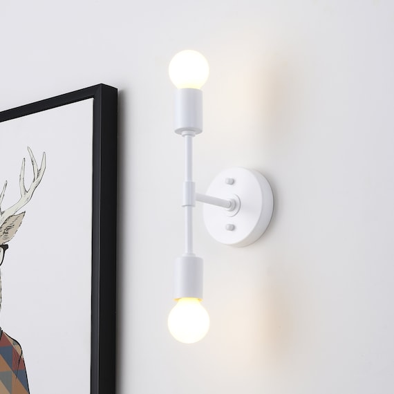 2 Light White Wall Sconce Modern Minimalist Lighting for - Etsy