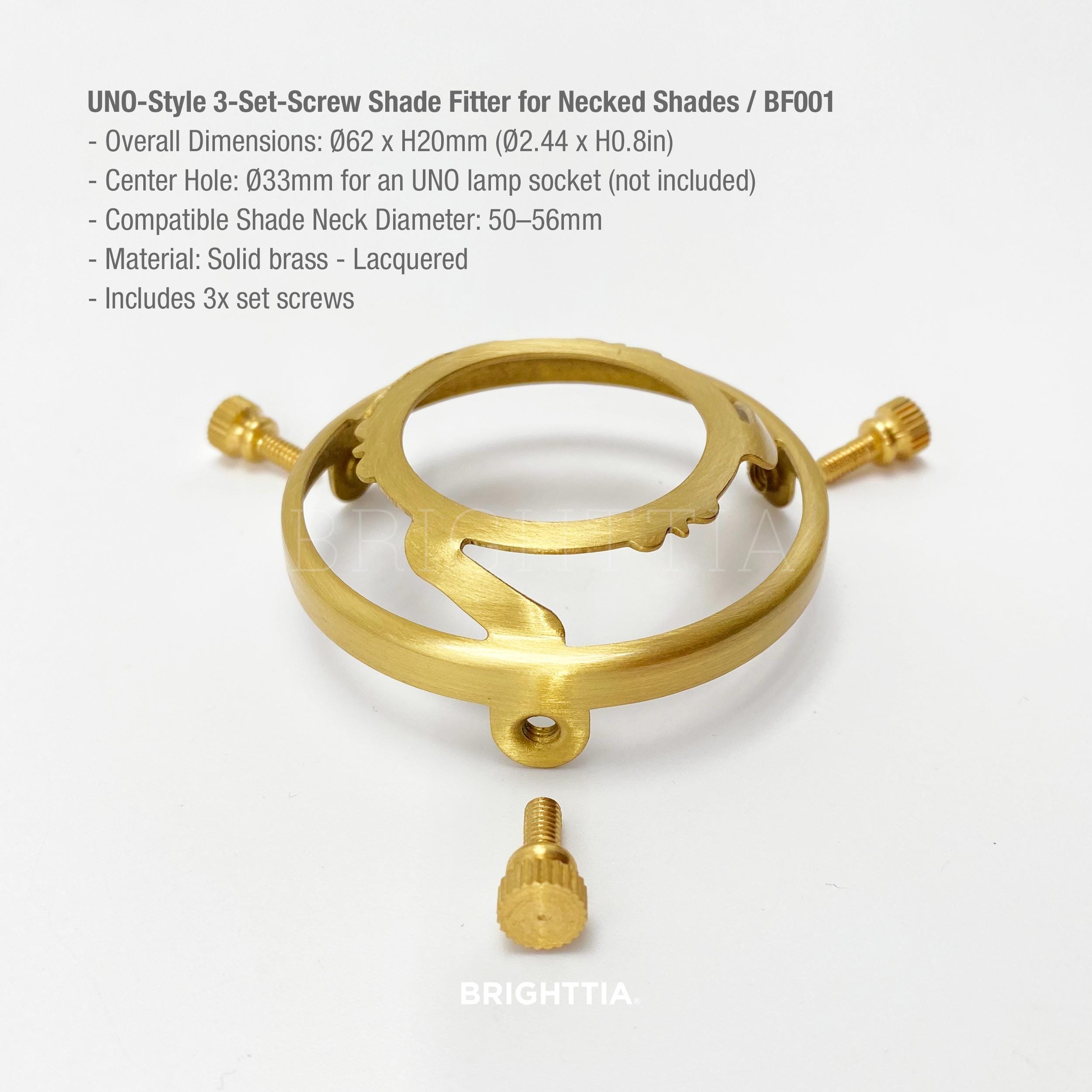 33mm Brass Uno-style 3-set Screw Shade Fitter for Necked Shades Ø50 ...