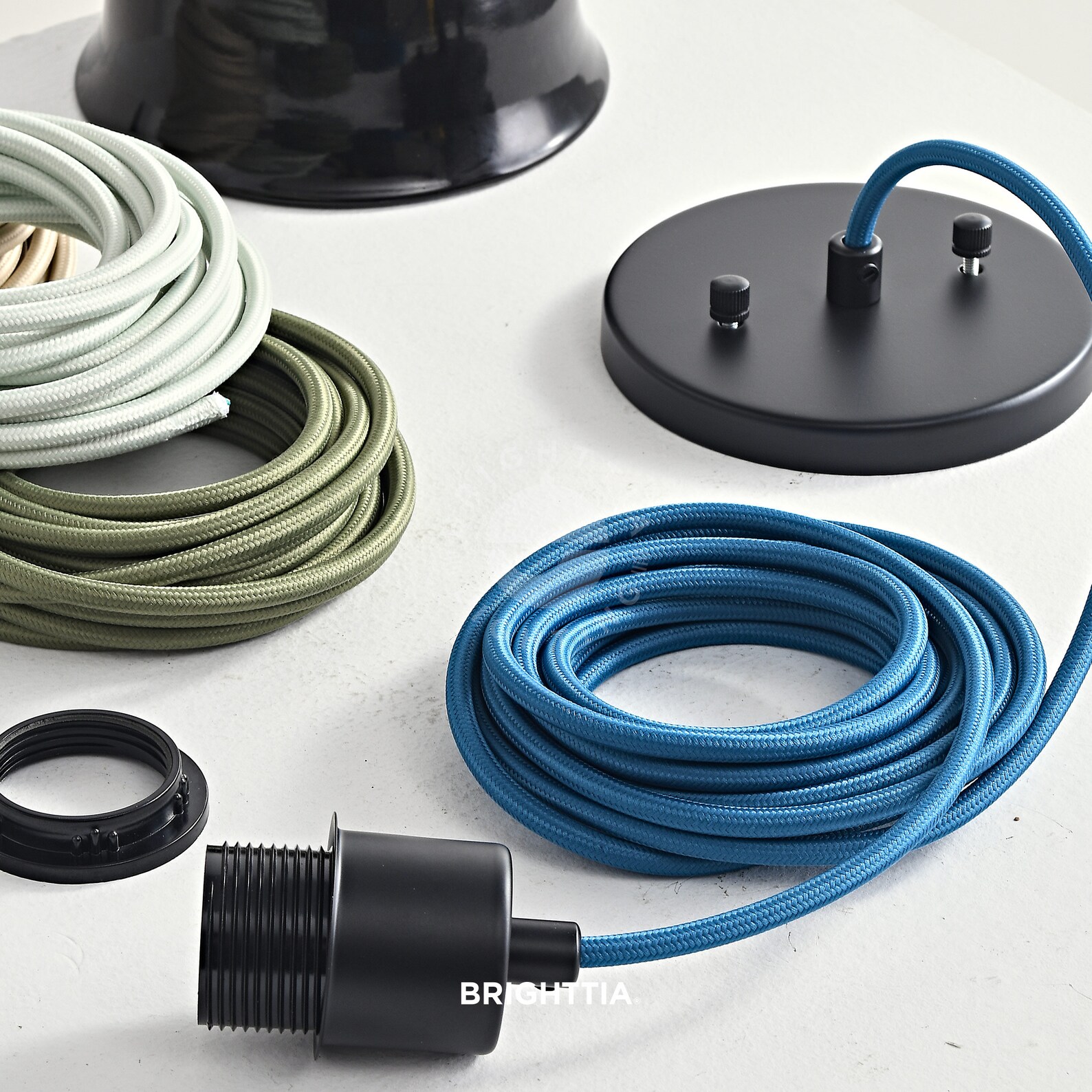 Forest Green Fabric Cord - 16ft Cloth Covered Electrical Wire for DIY ...