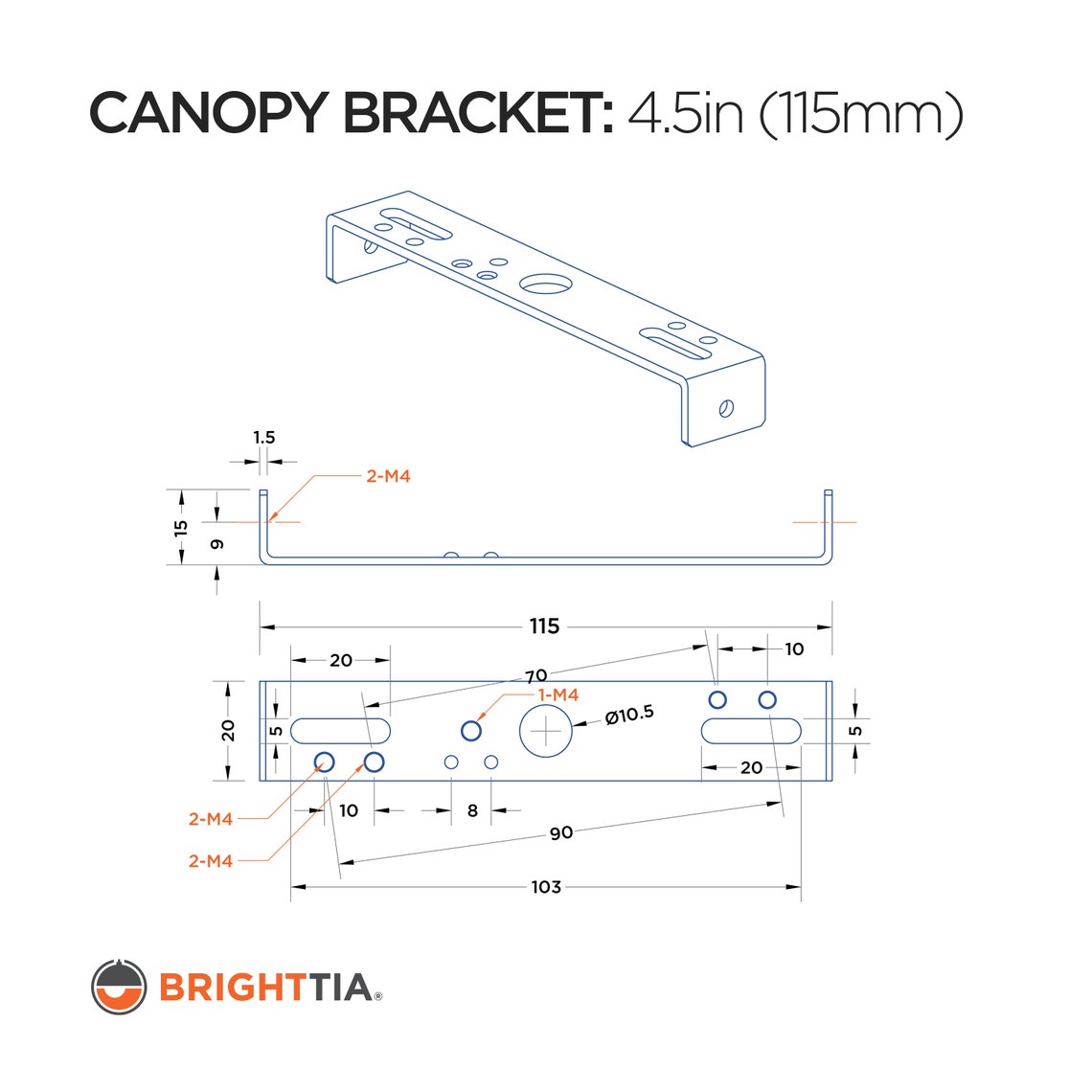 4.5in 115mm Crossbar Bracket With Ground Wire Kit for 4.7in | Etsy
