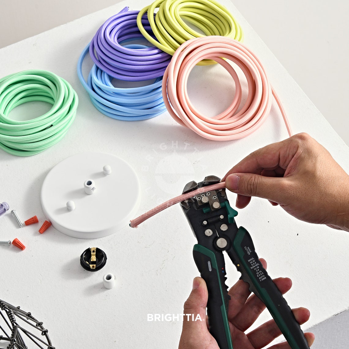 Forest Green Fabric Cord - 16ft Cloth Covered Electrical Wire for DIY ...