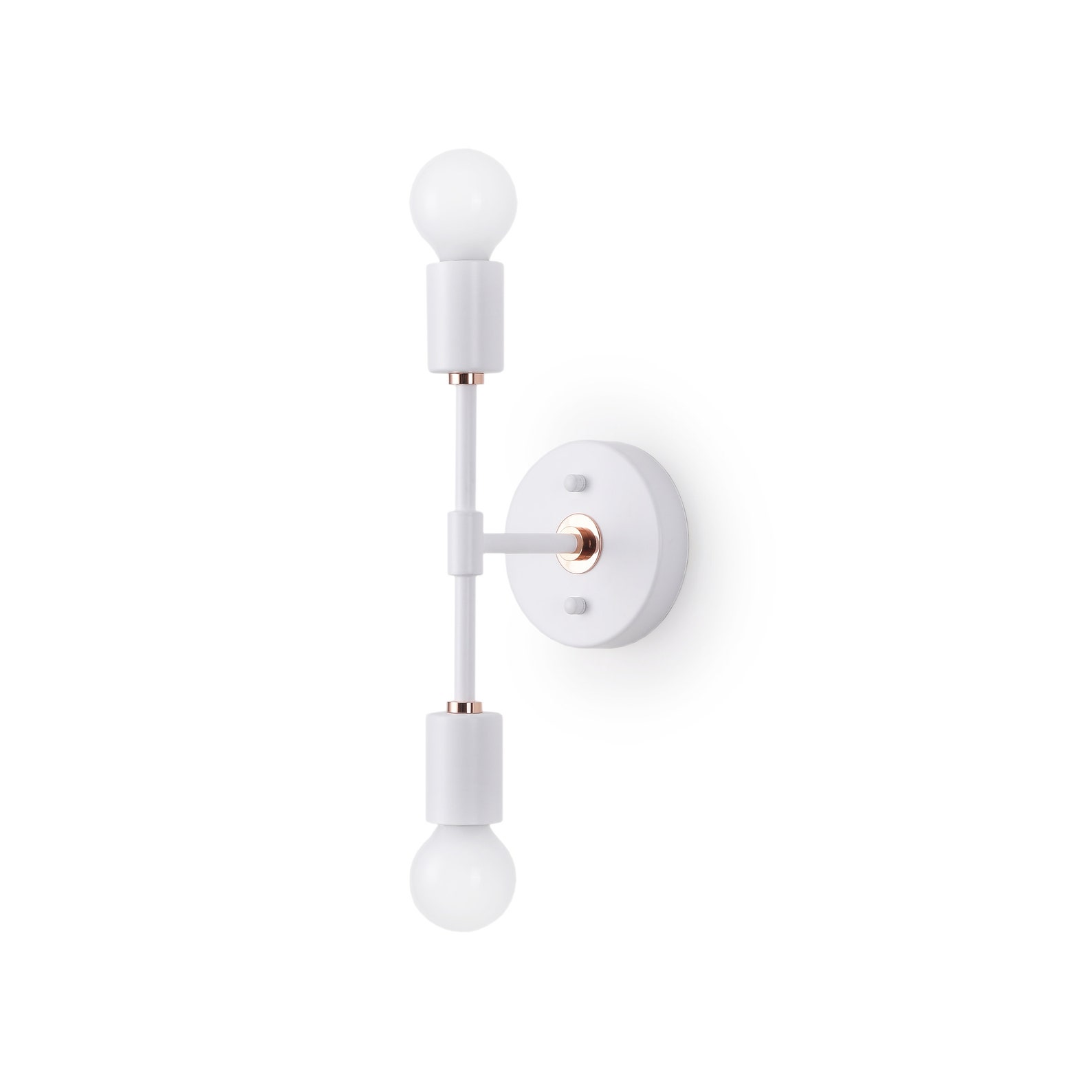 2 Light White/rose Gold Wall Sconce - Modern Minimalist Bathroom ...