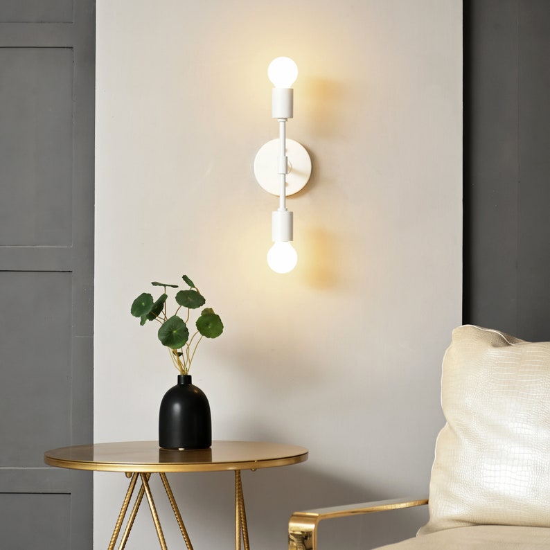 2 Light White Wall Sconce Modern Minimalist Lighting for - Etsy