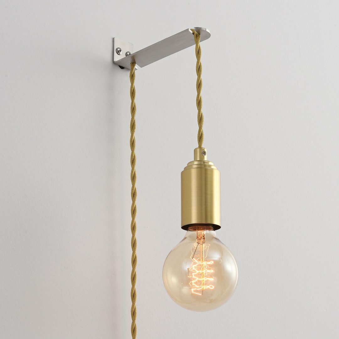 Brushed Gold Light With Plug-in Cord and Wall Bracket Kit - Modern ...