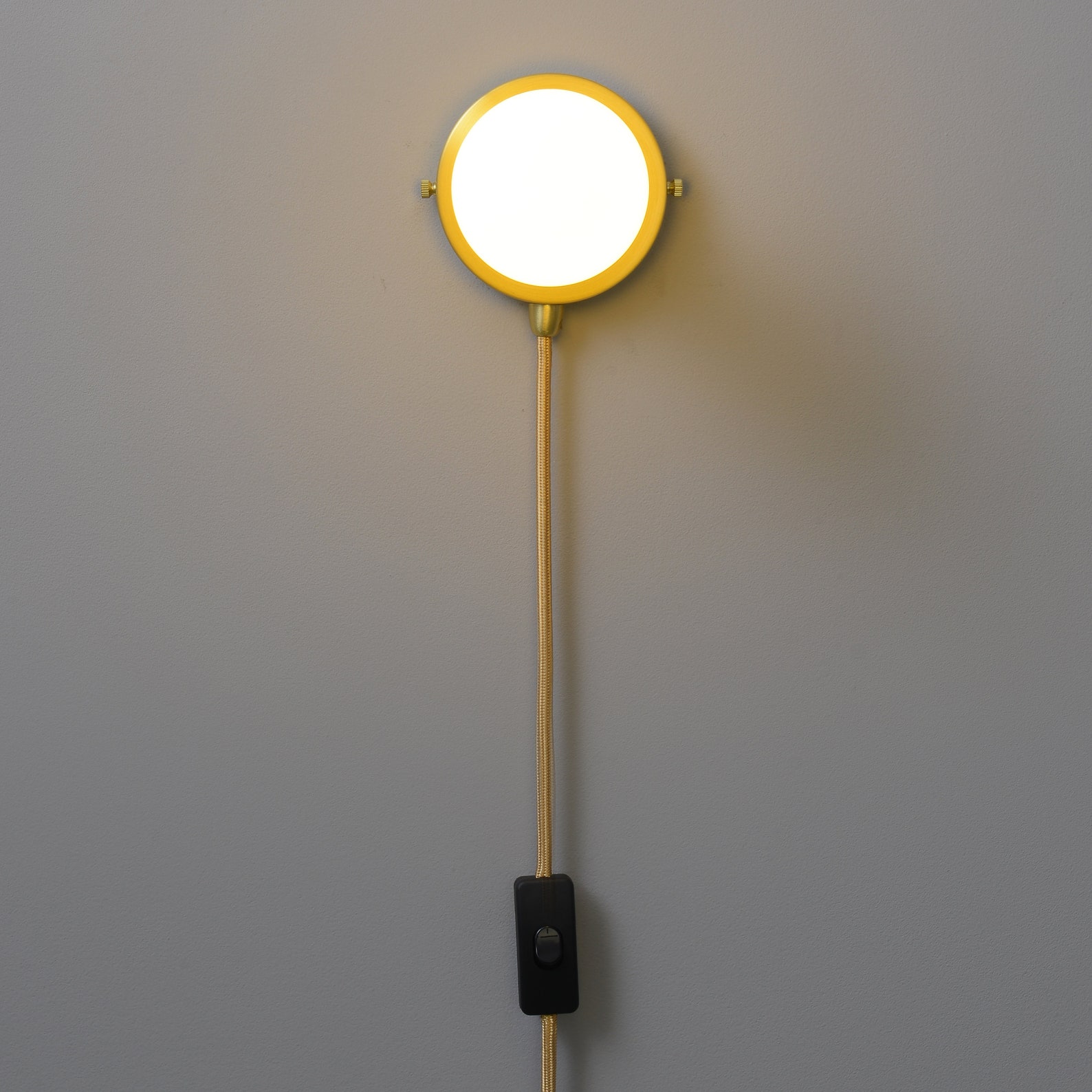 White Plug-in Wall Sconce Light With Gold Ring Industrial Modern ...