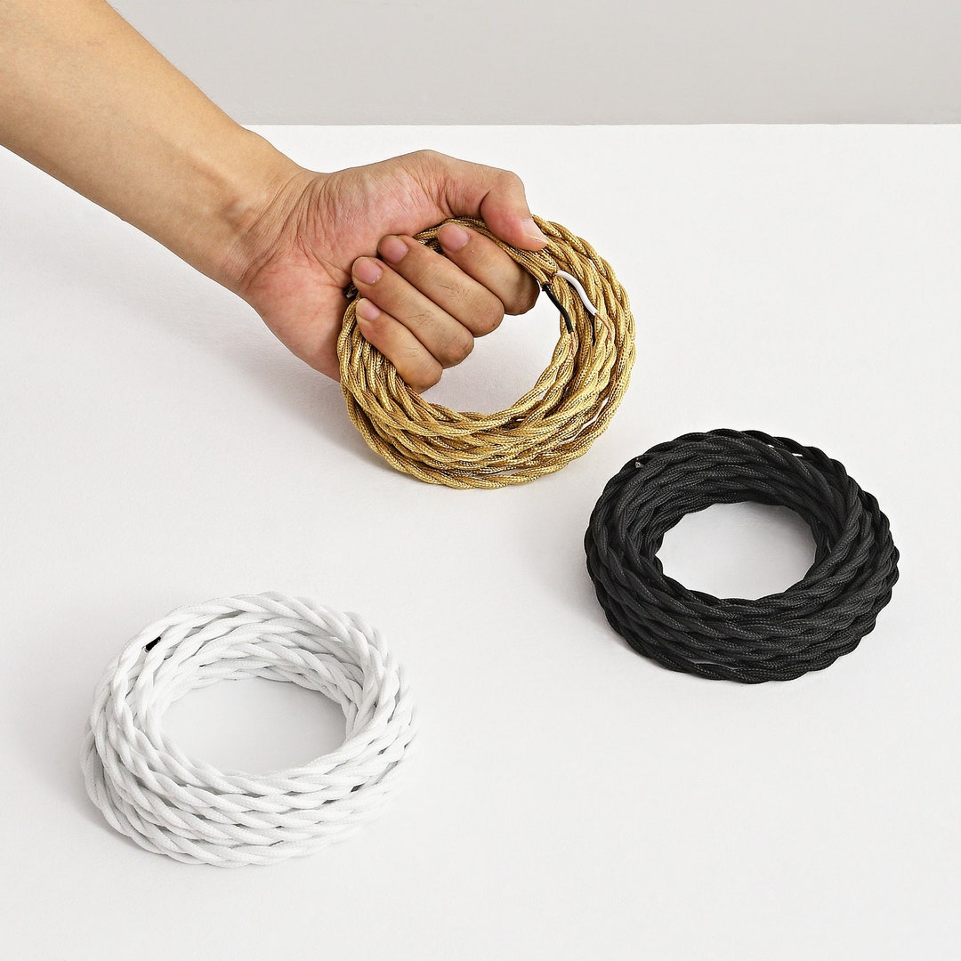 Braided Color Fabric Cord - 16ft Twisted Cloth Covered Electrical Wire ...
