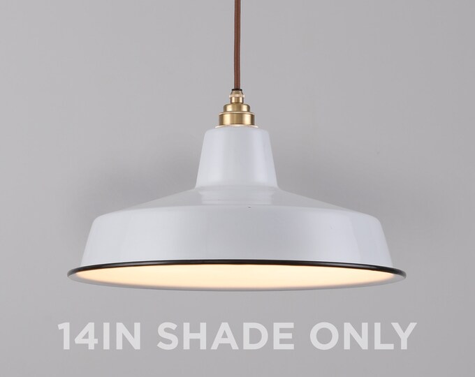 White Industrial Lamp Shade 14inch Porcelain Enamel Metal Shade for ...