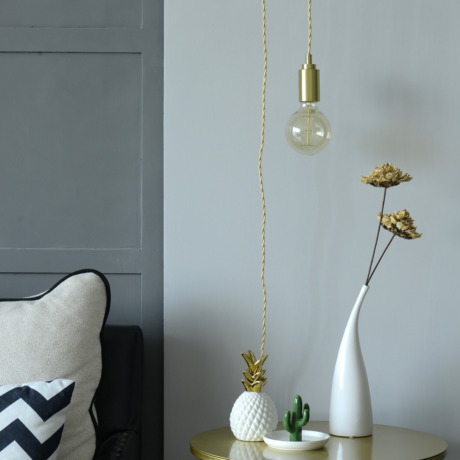 Brushed Gold Plug-in Simple Swag Pendant Ceiling Light With - Etsy