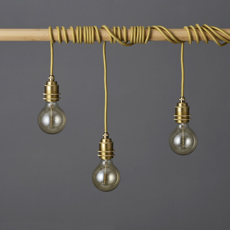 Robust Brass Threaded Socket Pendant Light With Fabric Cord - Shade ...