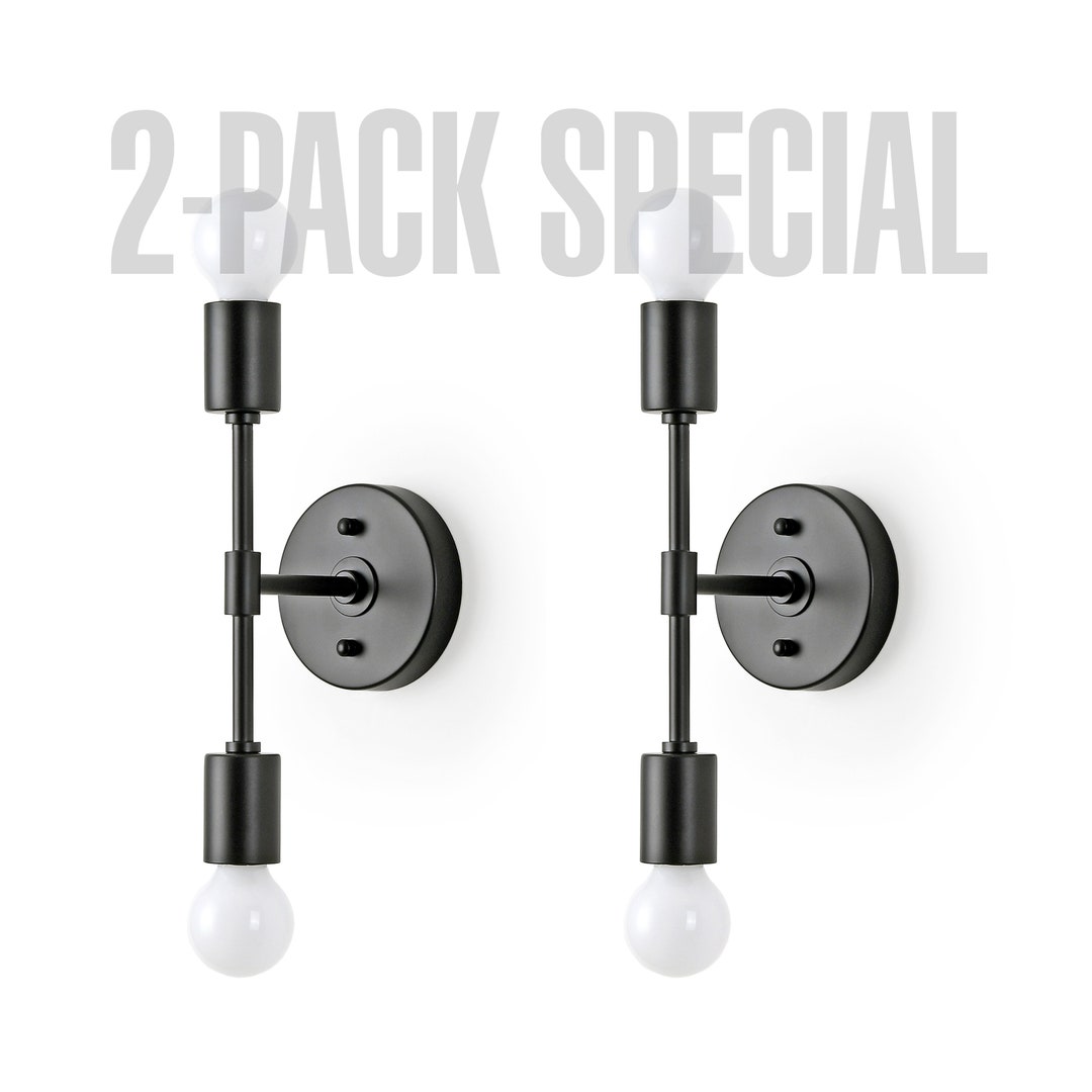 2 Light Linear Wall Sconce - 2PACK - Mid Century Industrial Exposed ...