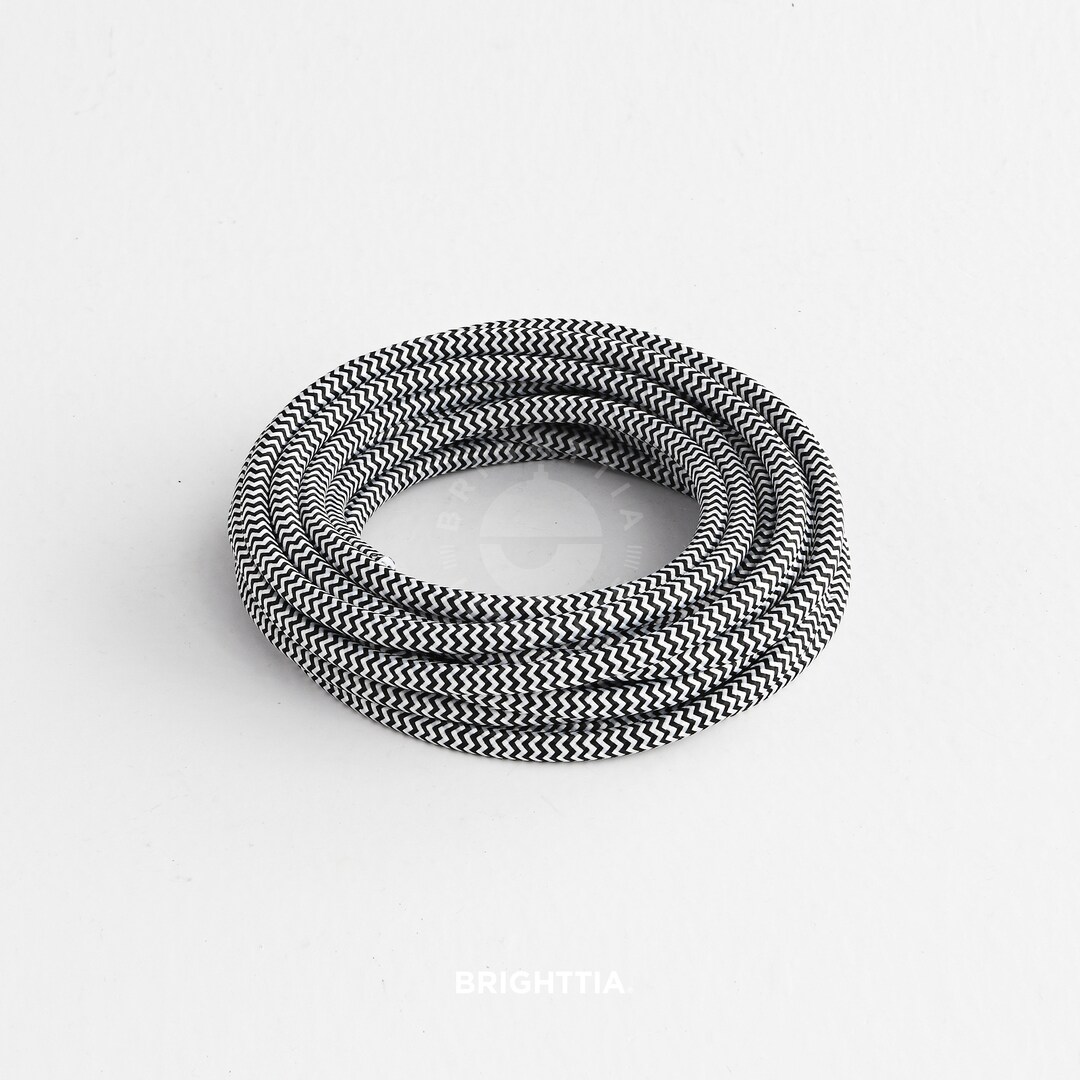 Zebra Fabric Cord - 16ft Cloth Covered Electrical Wire for DIY Hanging ...