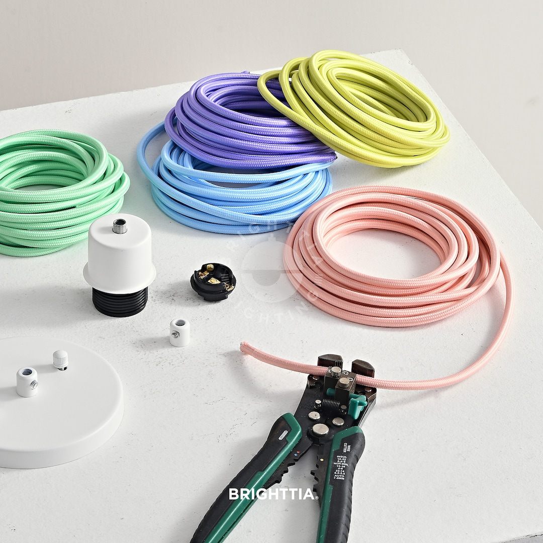 Color Fabric Cord - 16ft Cloth Covered Electrical Wire for DIY Hanging ...