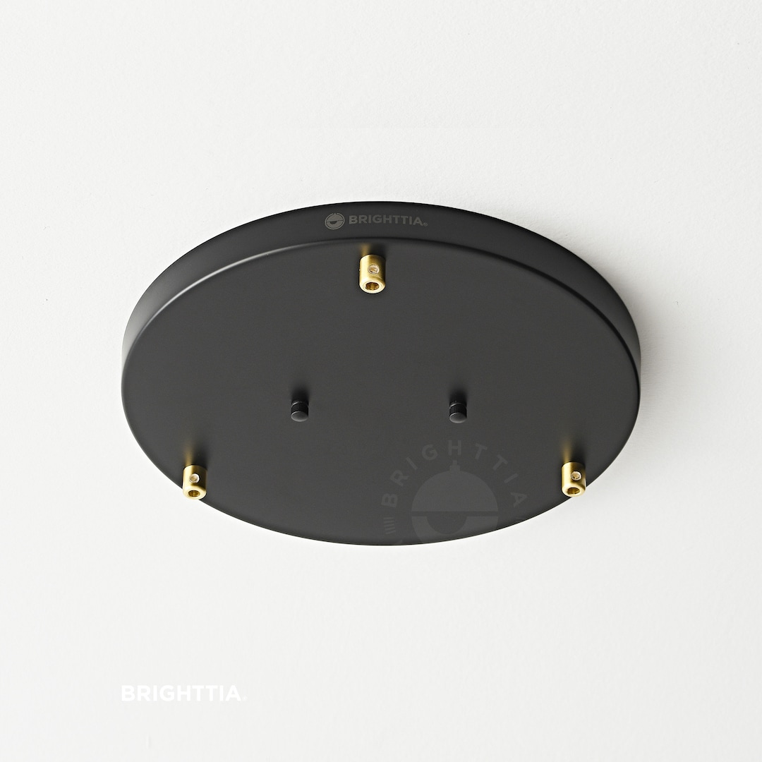 12in Black 3-port Ceiling Canopy Kit With Gold Cord Grips & Mounting ...