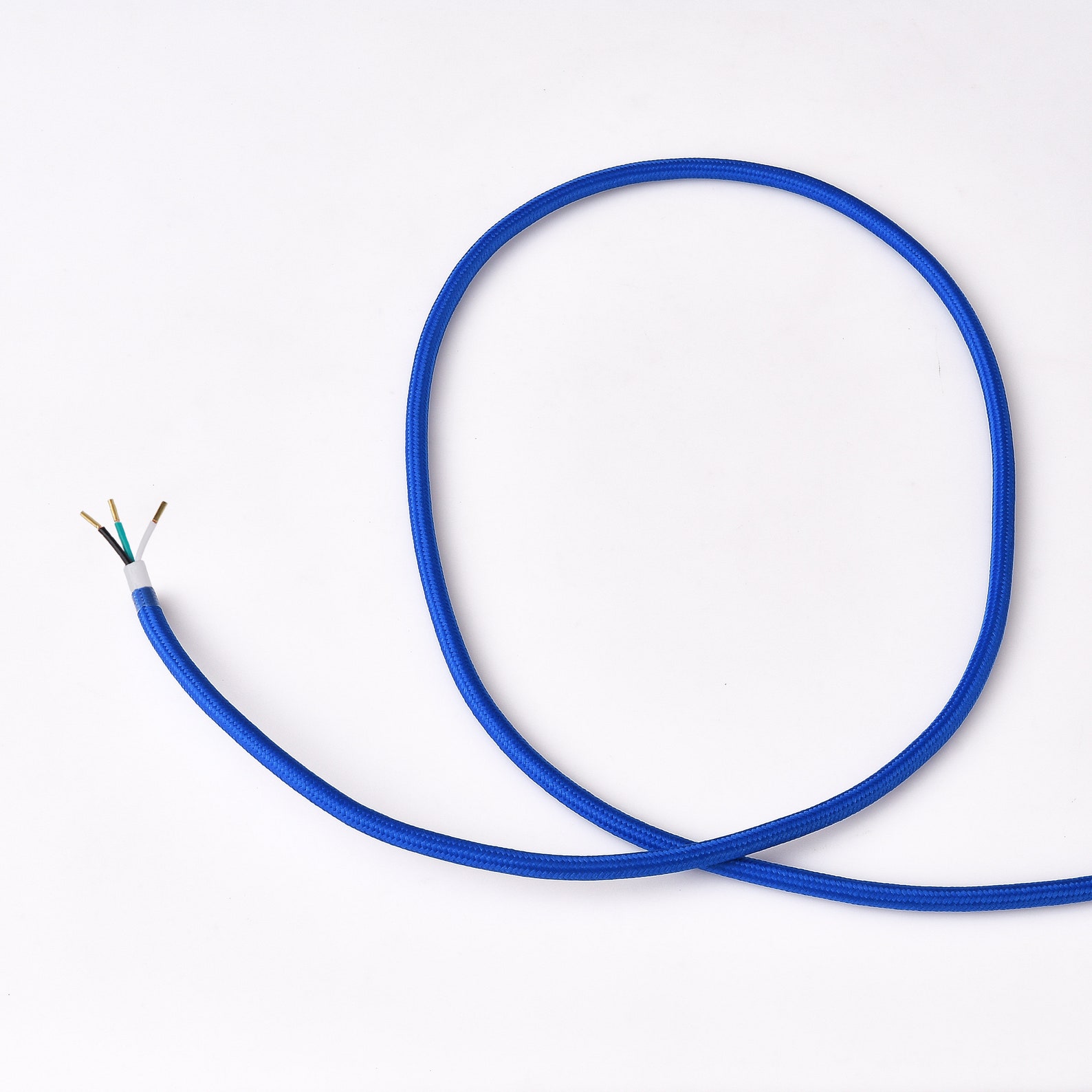 Cobalt Blue Fabric Cord: 16ft Cloth Covered Electrical Wire for DIY ...