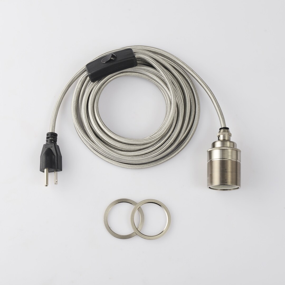Silver Shade Ready Plug-in Pendant Light With 15ft Cord - Etsy