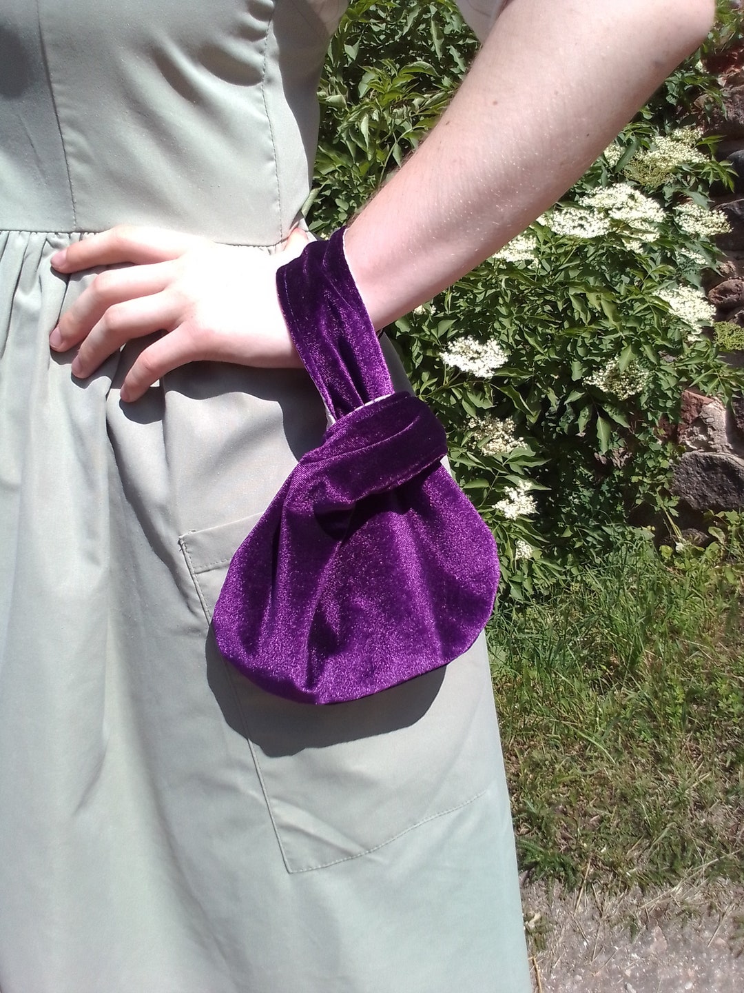 Purple Velvet Wristle Bag S / Japanese Knot Bag / Tarot Bag/ Japanese ...