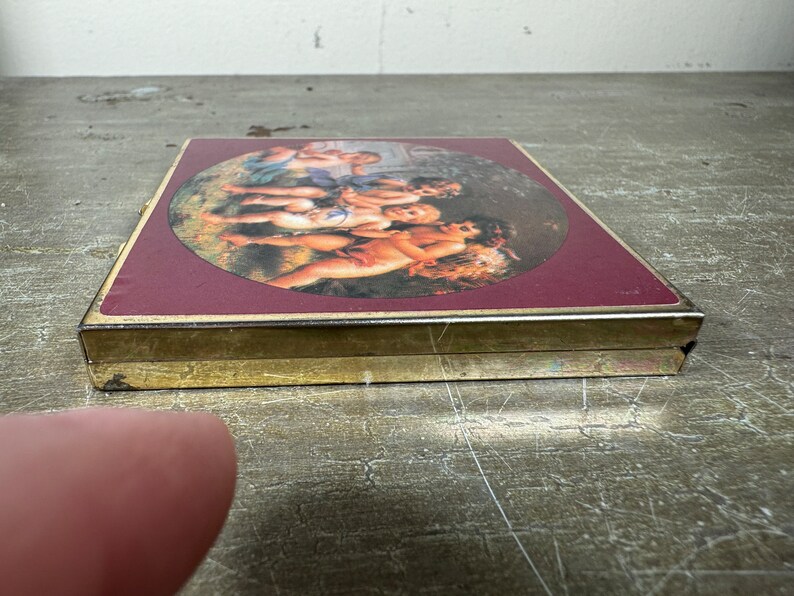Cherub Vintage Gold Tone Mirror Compact Purse Compact Red Maroon With ...