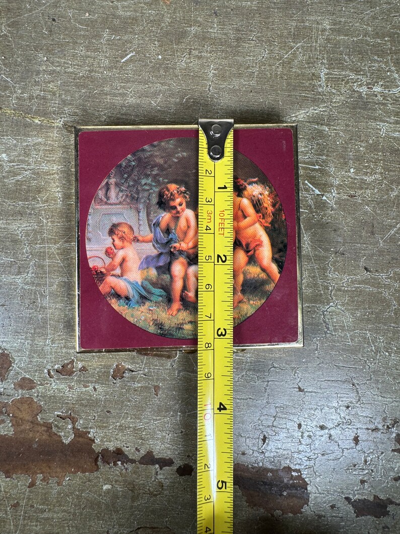 Cherub Vintage Gold Tone Mirror Compact Purse Compact Red Maroon With ...