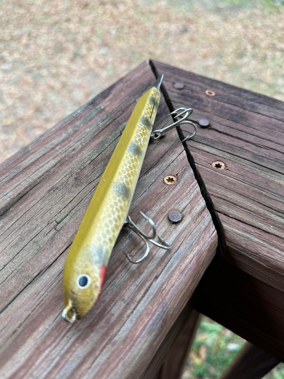 Wooden Vintage Snake Freshwater Fishing Lure W Treble Hooks ~ Antique ...