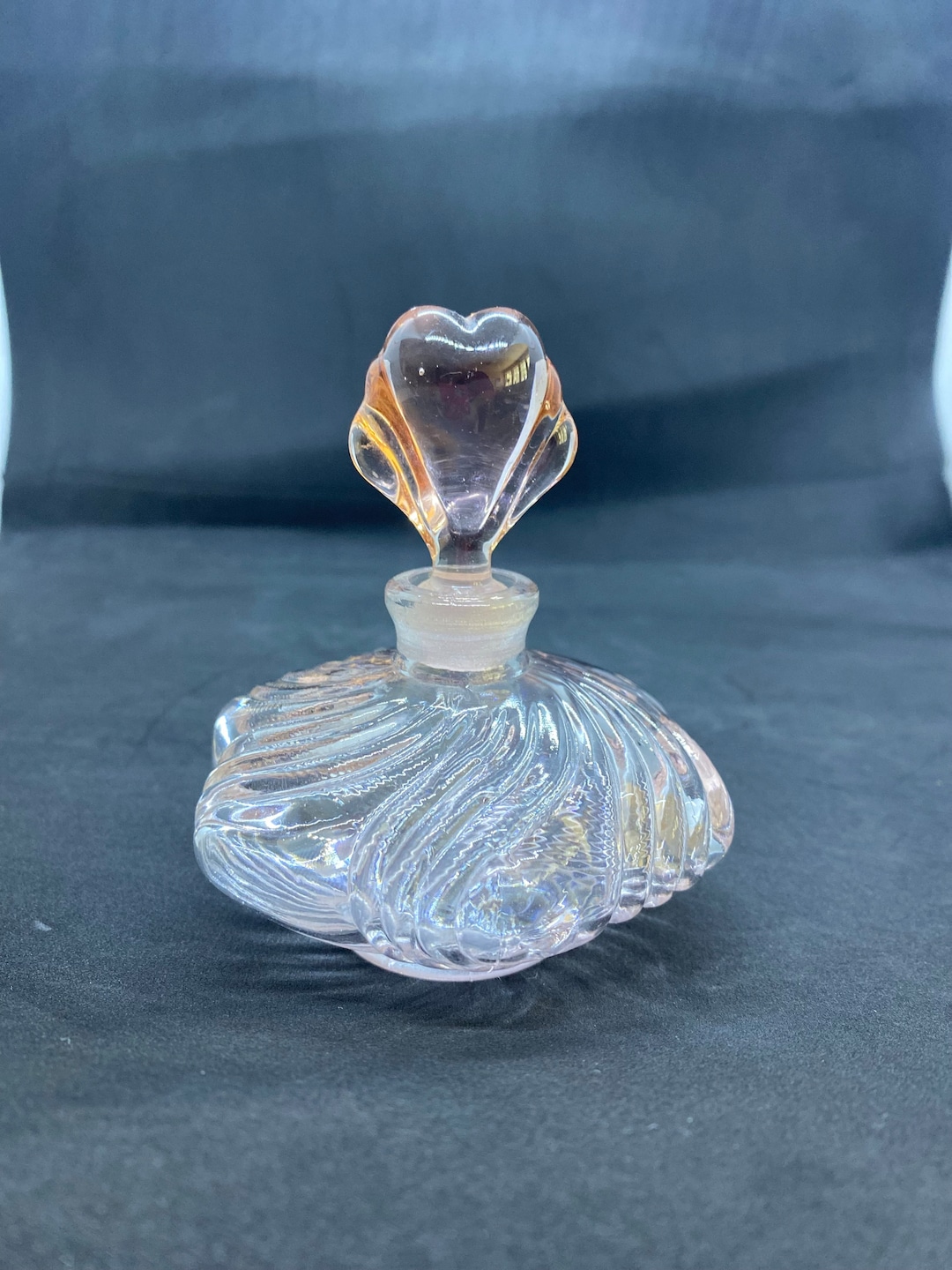 Vintage Pink Glass Perfume Bottle | Twisted Ripple Design - Etsy