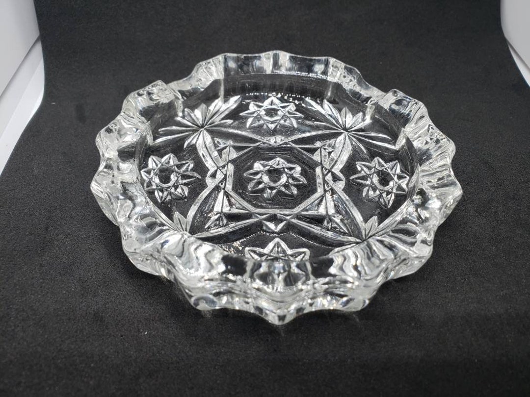 Vintage Crystal Ashtray/mid-century Heavy Antique Ashtray/star of David ...
