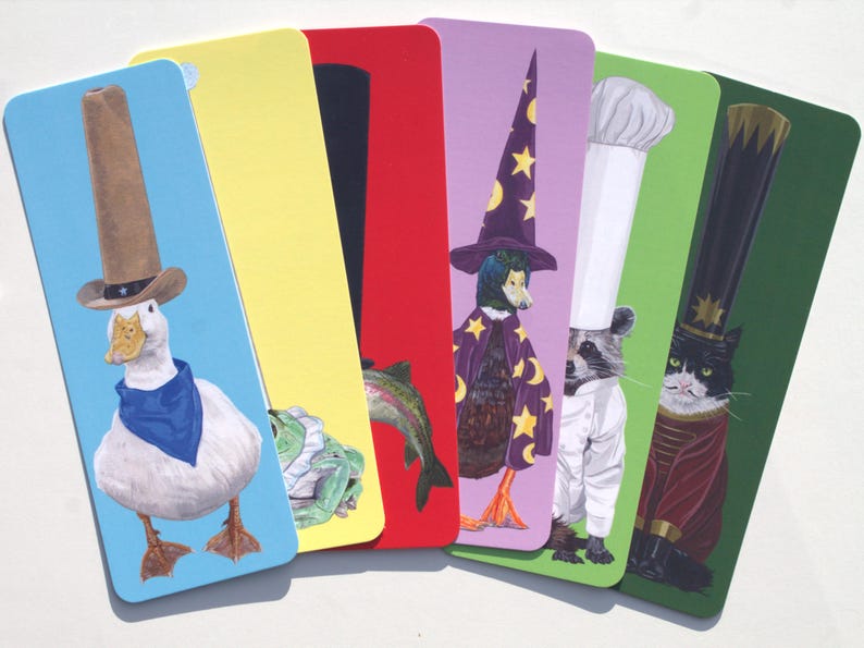 Animals in Tall Hats Bookmarks - Etsy