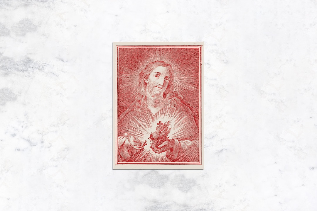 Vintage Sacred Heart of Jesus Holy Card - Etsy