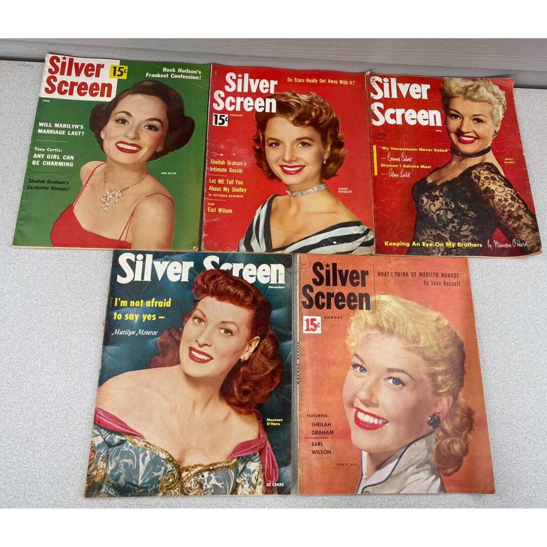 Silver Screen Magazines From the 1950s Lot of 5 Maureen O'hara and ...