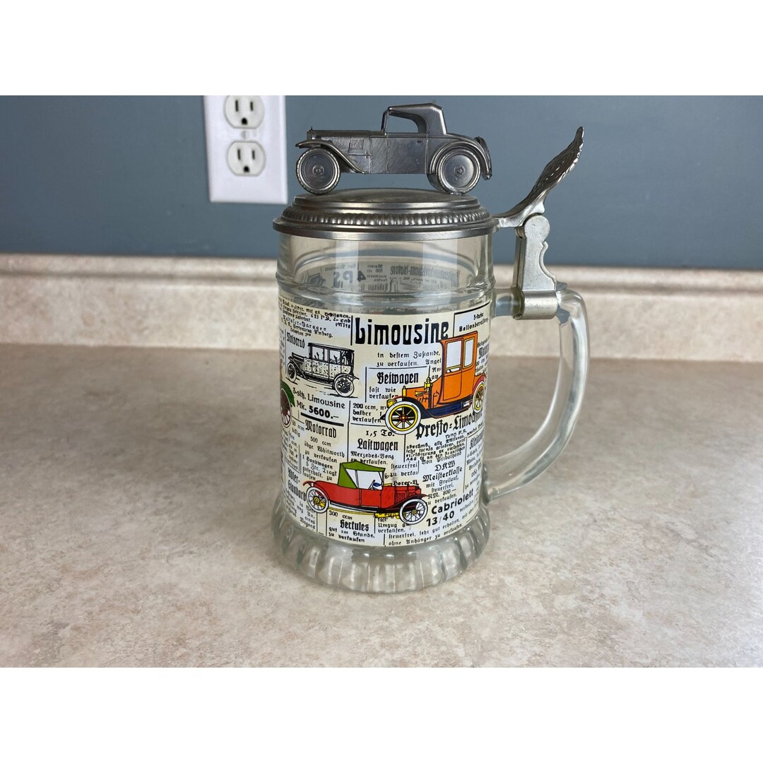 BMF Germany Glass Automotive Themed Beer Stein With Pewter Car Lid - Etsy