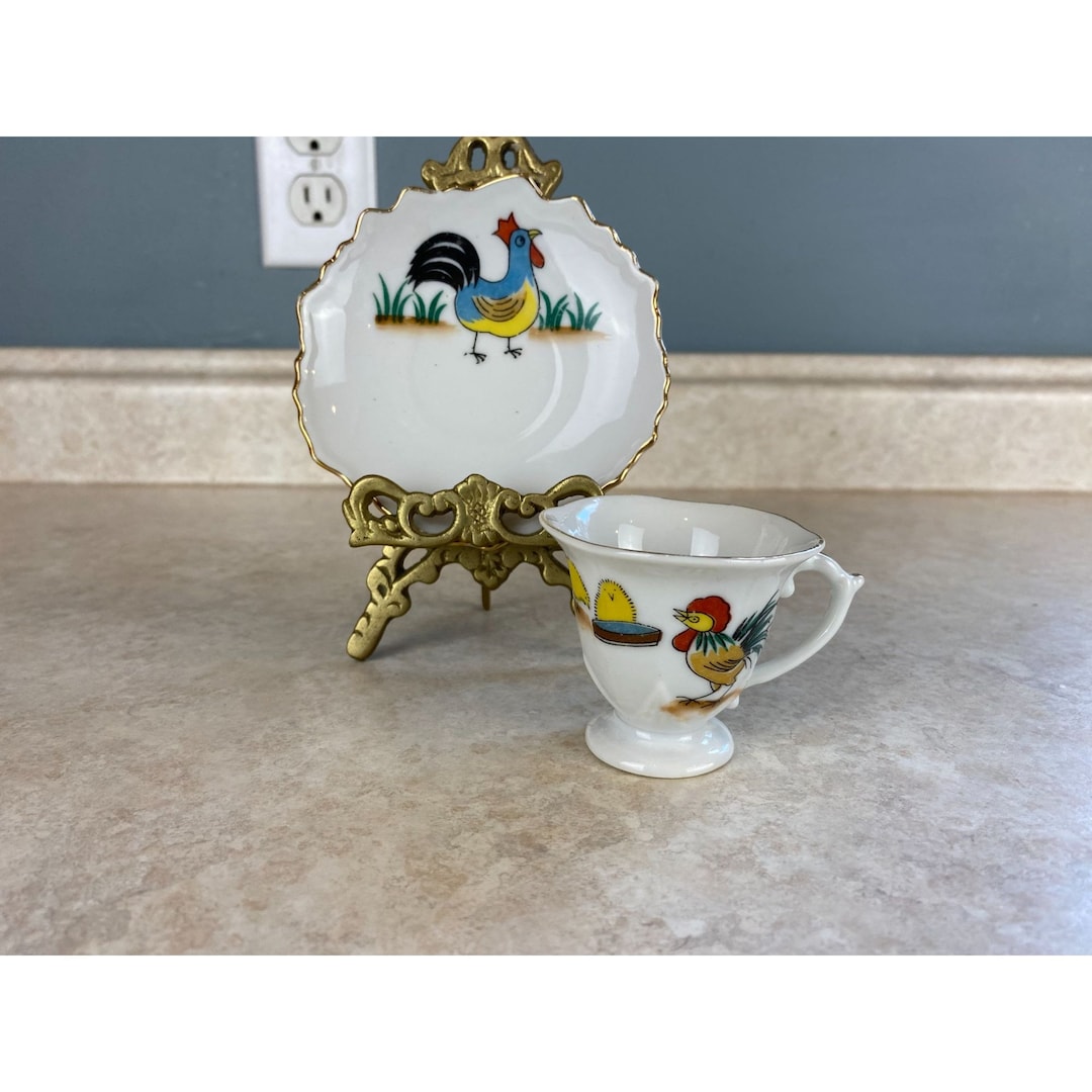 Japan Demitasse Miniature Crowing Roster Chicken Tea Cup and - Etsy