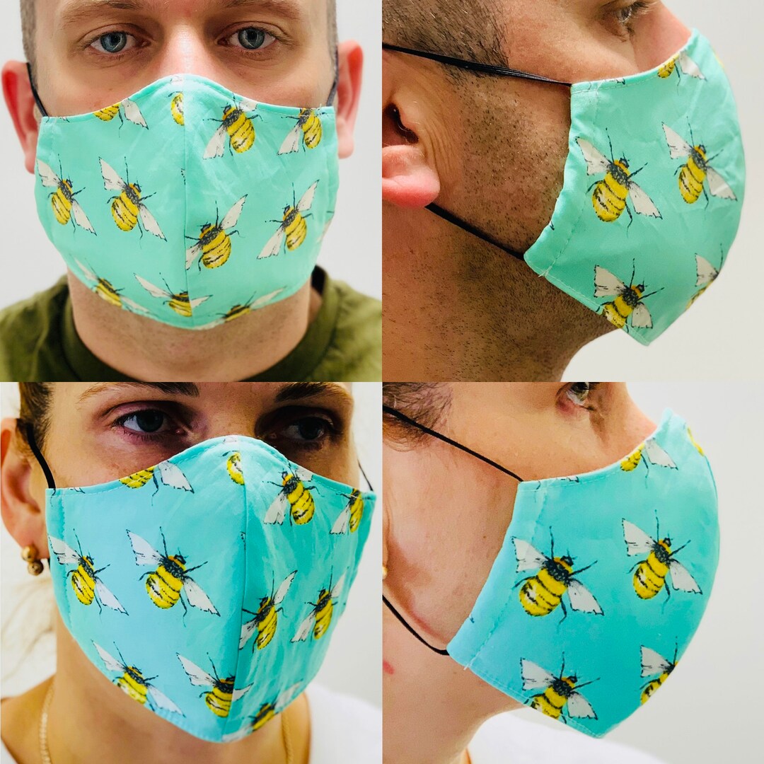 Face Mask Bee Mint, Hand Made in UK. Reusable ,washable. - Etsy