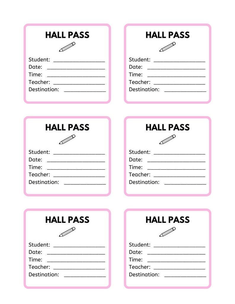 Student Hall Pass With Rainbow Pastel Colors - Etsy