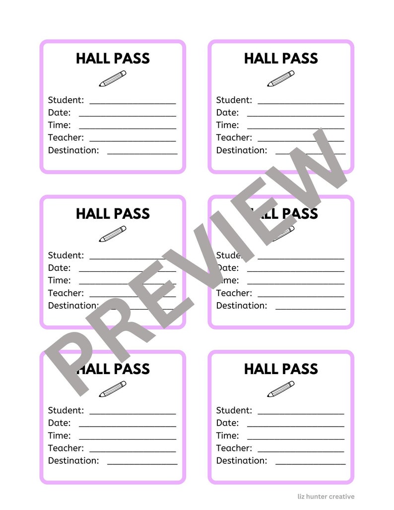 Student Hall Pass With Rainbow Pastel Colors - Etsy