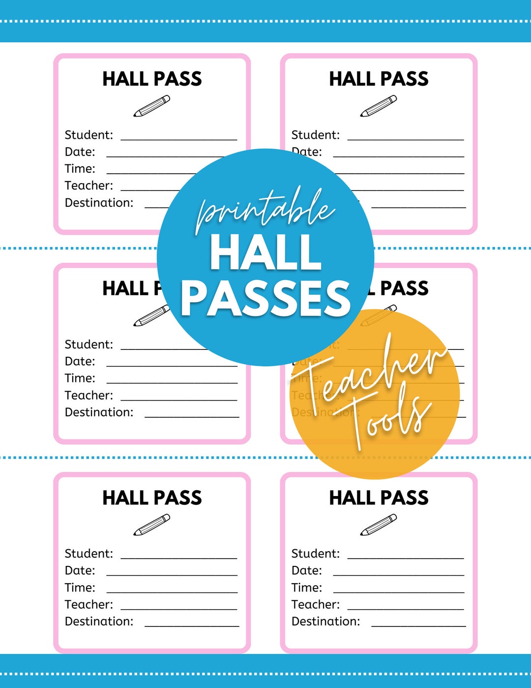Student Hall Pass With Rainbow Pastel Colors - Etsy